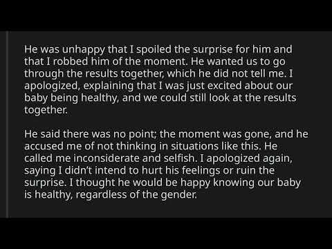 AITA for spoiling the gender of our baby?