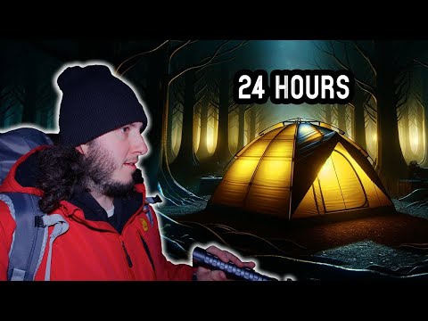 (WE ALMOST QUIT) CAMPING 24 HOURS INSIDE AMERICA'S MOST HAUNTED FOREST