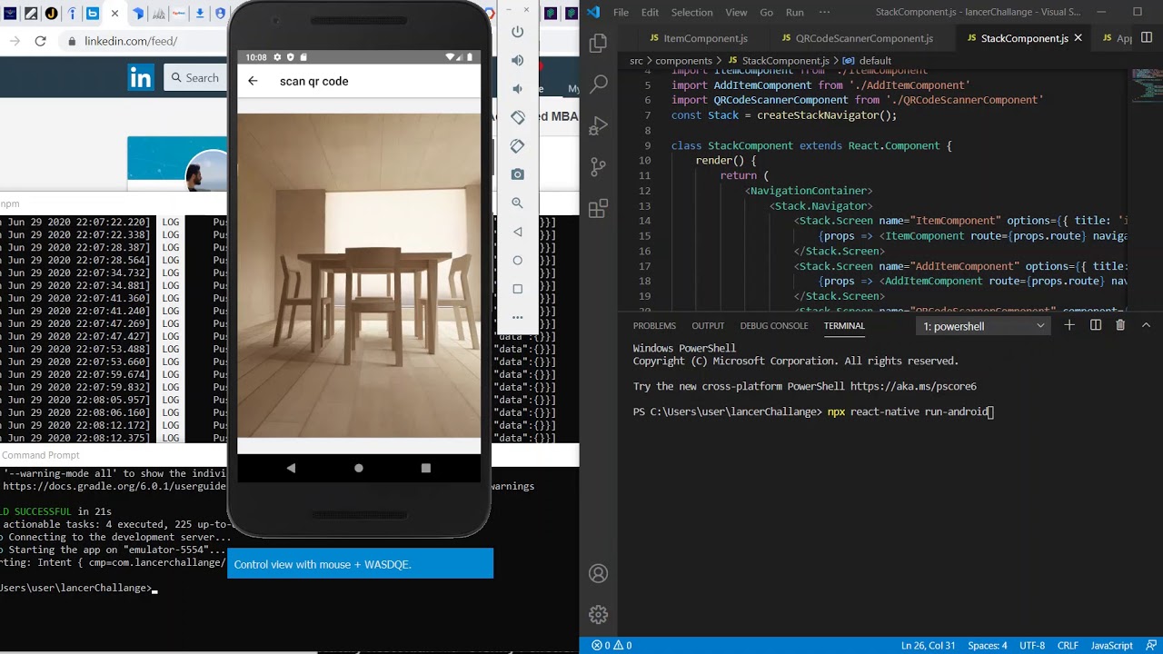 scanning QrCode using emulator camera.