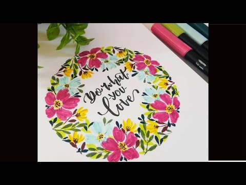 How to draw Floral Design using colored pens