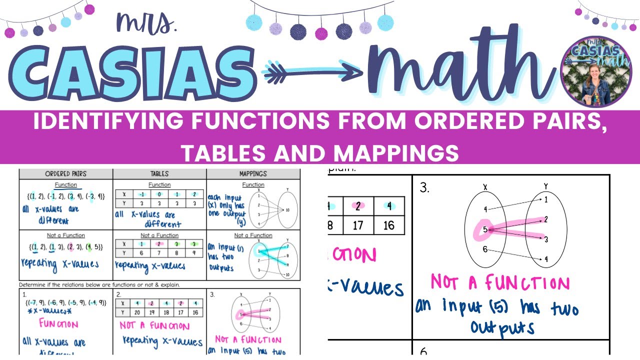 Identifying Functions from Ordered Pairs Tables and Mappings | 8th Grade Math Pre-Algebra