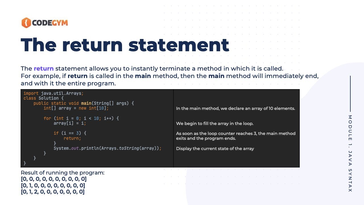 Return Statement in Java | CodeGym University Course