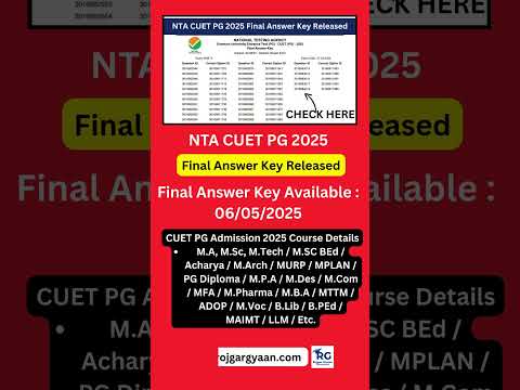 NTA CUET PG 2025 Final Answer Key Released