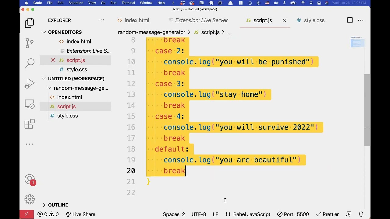 Random Message Generator with HTML, CSS, JavaScript and JQuery
