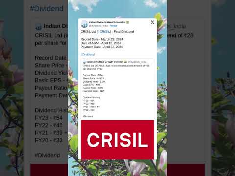CRISIL Ltd has fixed record date for final dividend for FY23. (16 February 2024) #Dividend #Shorts