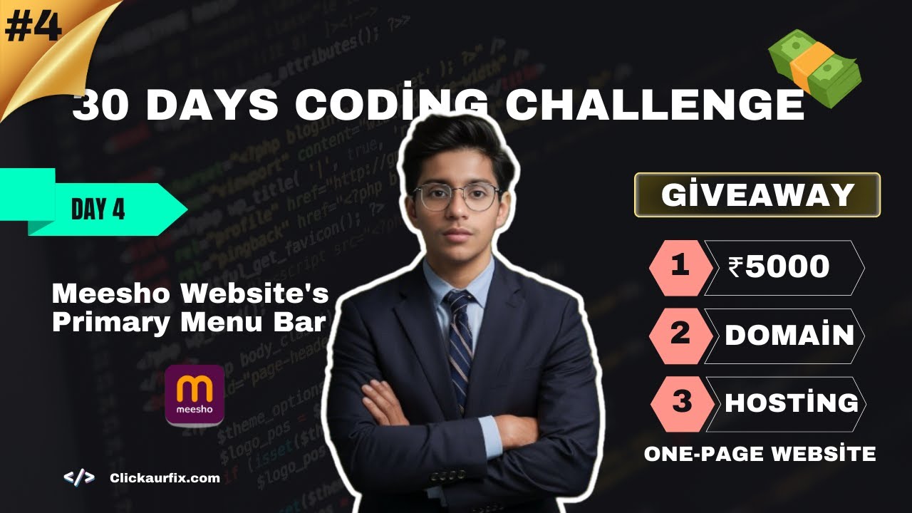 Day 4: Building Meesho's Primary Menu Bar with Tailwind CSS - 30 Days Coding Challenge