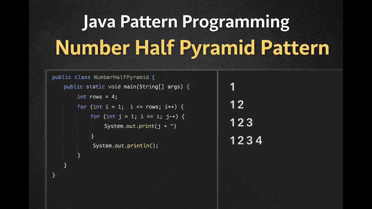 number half pyramid pattern | Java pattern programming