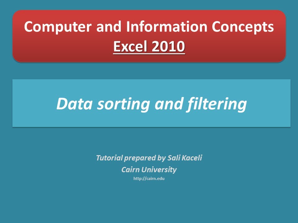 How to sort and filter data in Excel 2010