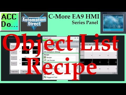 C-More EA9 HMI Series Panel Object List Recipe