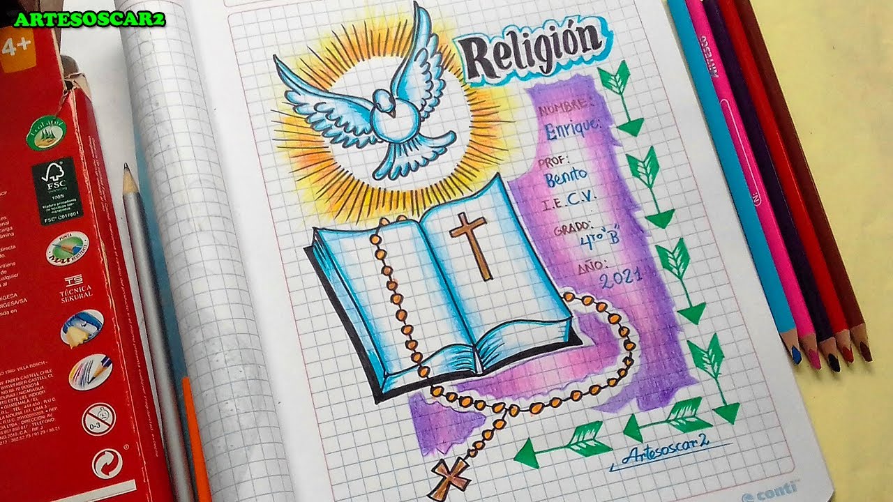 IDEAS para Dibujar Caratulas - Portada para Cuaderno de Religion