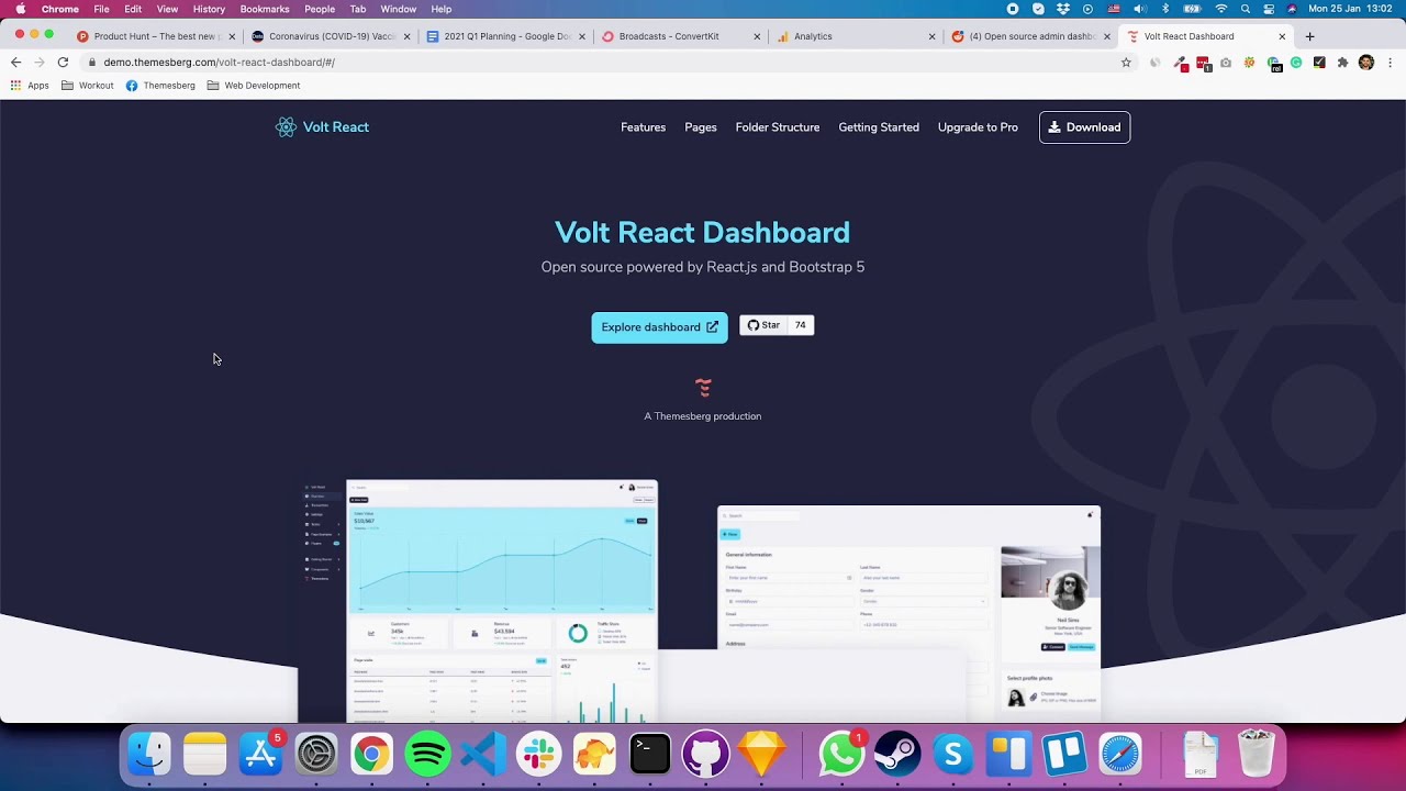 Volt React Dashboard Bootstrap 5 Presentation