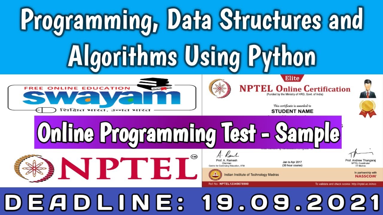 Programming, Data Structures and Algorithms Using Python Online Programming Test - Sample