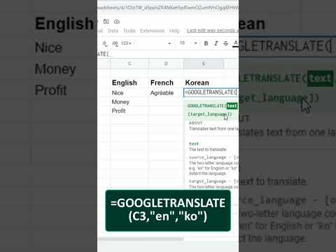 Translate Words Using Google Translate in Google Sheets