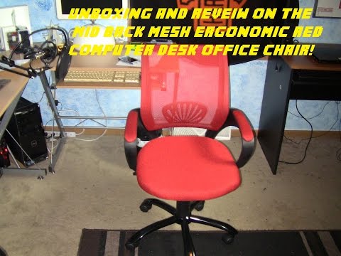 unboxing and Review on the Mid Back Mesh Ergonomic Red Computer Desk Office Chair