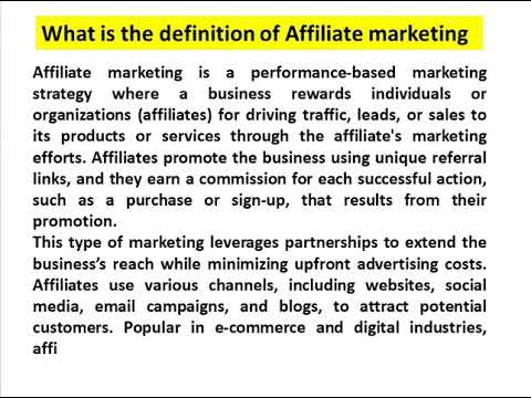 what is the definition of affiliate marketing