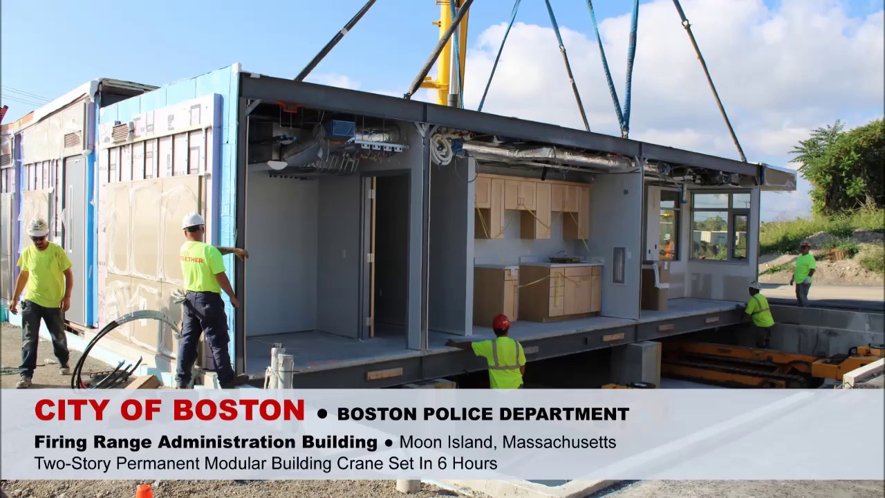 Permanent Modular Building Crane Set Time-lapse - City of Boston | Moon Island - Vanguard Modular