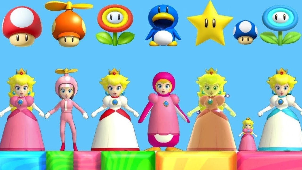 New Super Mario Bros Wii - All Peach Power-Ups