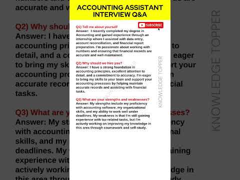 Accounting Assistant Interview Questions and Answers | Account Assistant Interview Questions Answers