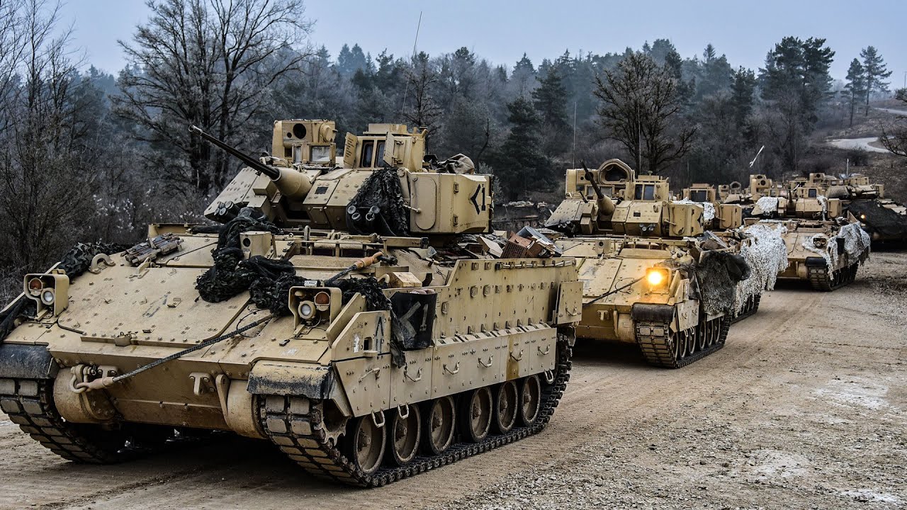 U.S. Armored Vehicles Conduct Combined Arms Live-Fire Training Exercise