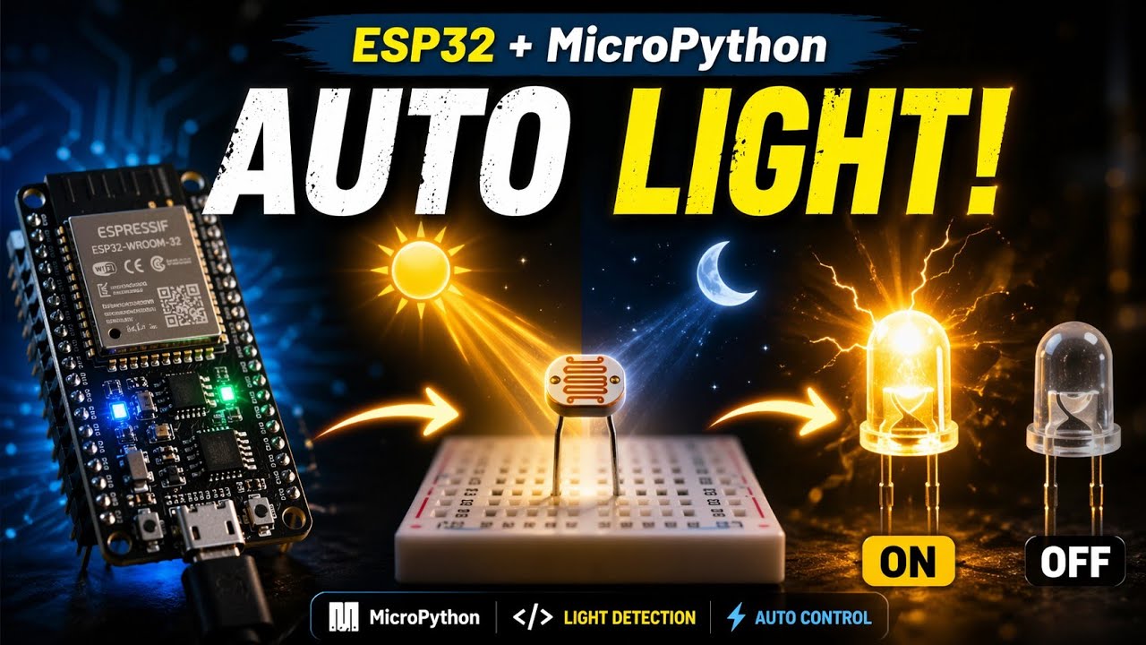 ESP32 MicroPython LDR Sensor Tutorial | Light Detection & LED Control