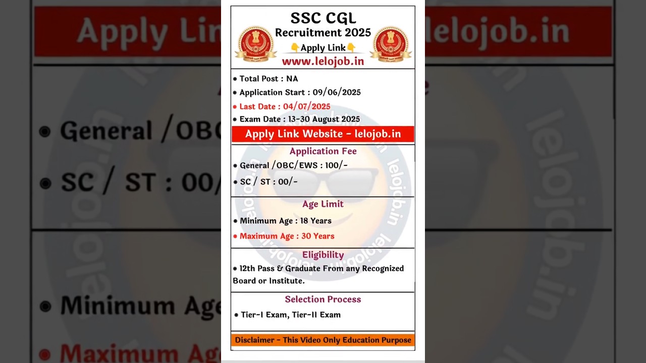 SSC CGL Vacancy 2025 ||  SSC New vacancy || SSC2025 #ssccgl #sscchsl #sscgd #ssc
