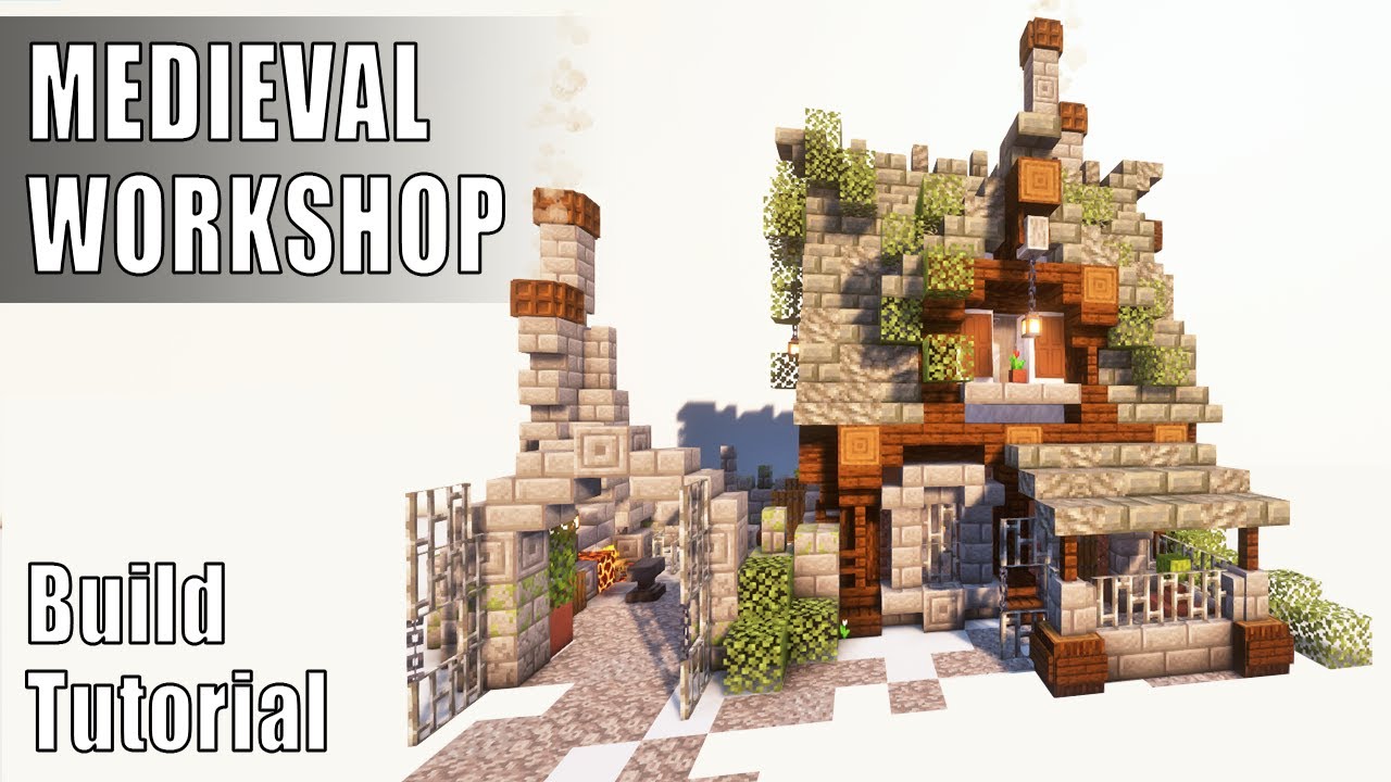 Minecraft Medieval Fantasy Workshop Build Tutorial - Minecraft Builders