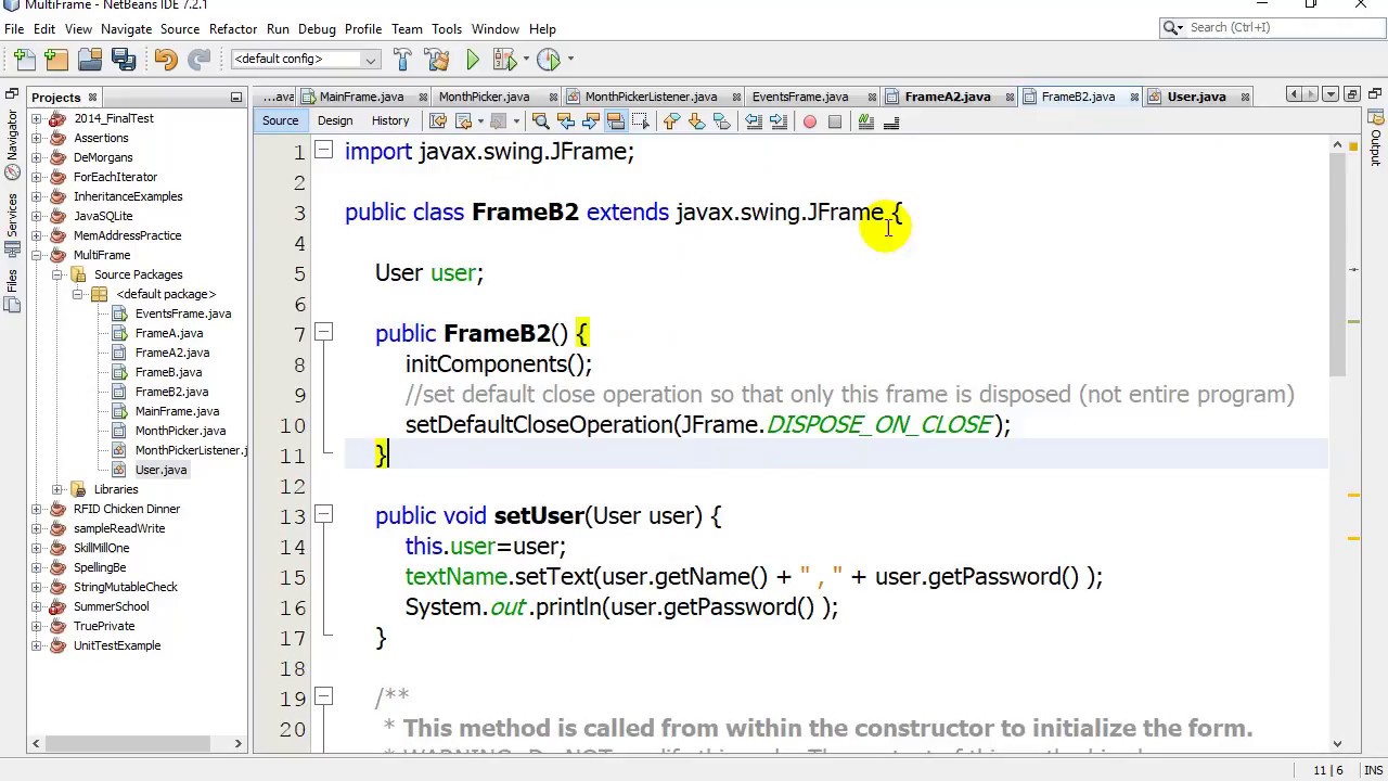 Java JFrames Share Data with other JFrames using Objects 04