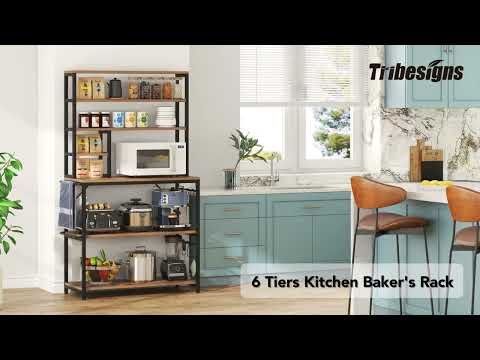 Tribesigns Kitchen Baker's Rack, Free Standing Microwave Stand with Shelves JW0063