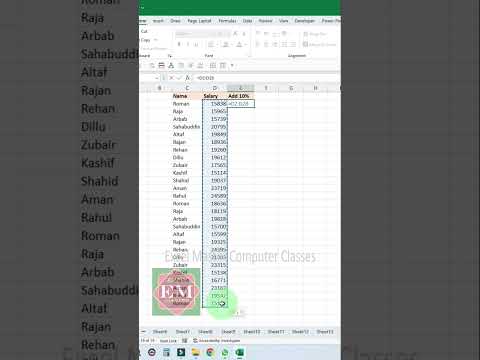 Add 10% In Salary Ten Percentage add in Excel #excel #habib #exceltips #exceltutorial #formula