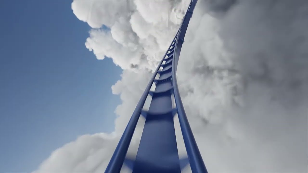 Roller Coaster In The Clouds, Blender Animation, Physics Simulation, rigid body