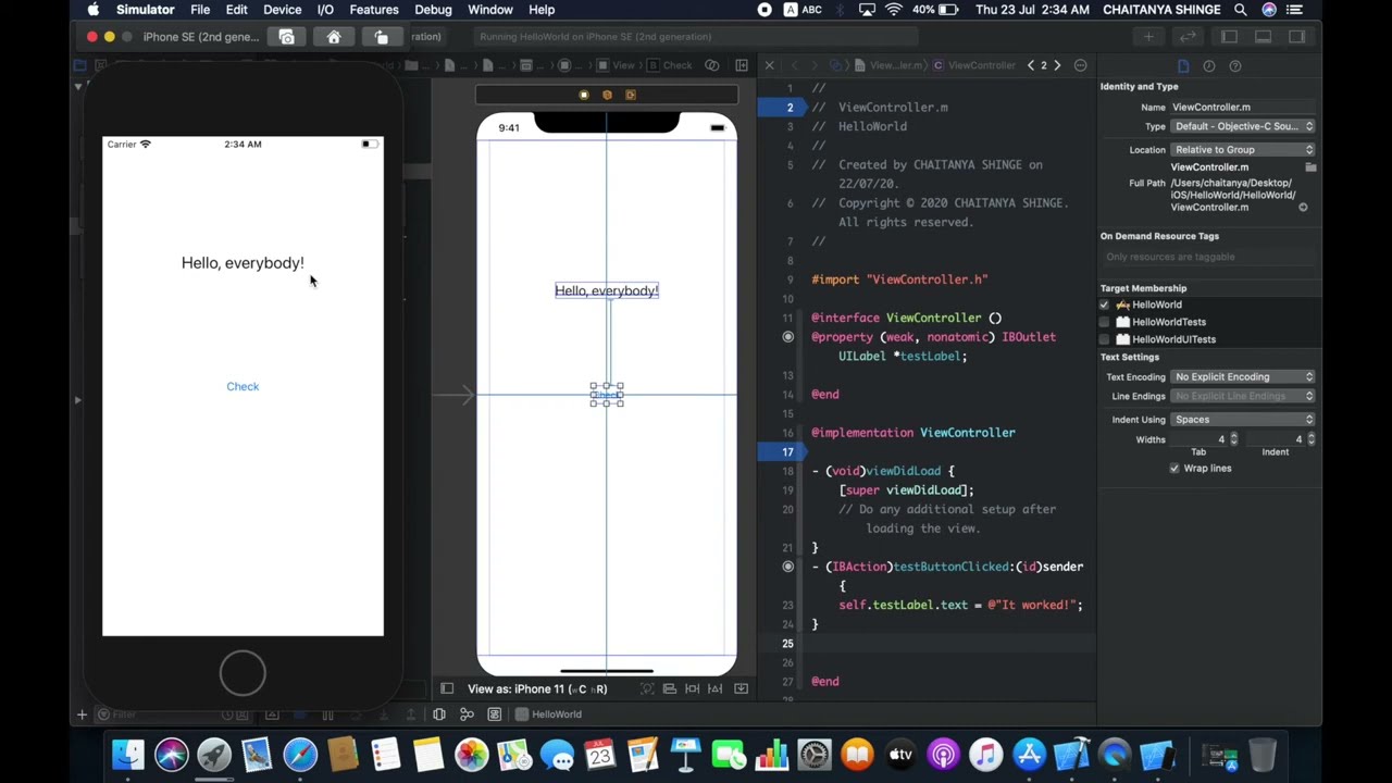 First Simple iOS App using Objective C