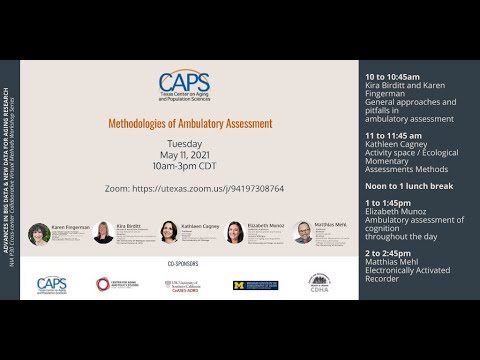 CAPS Workshop: Methodologies of Ambulatory AssessmentAdvances May 11, 2021