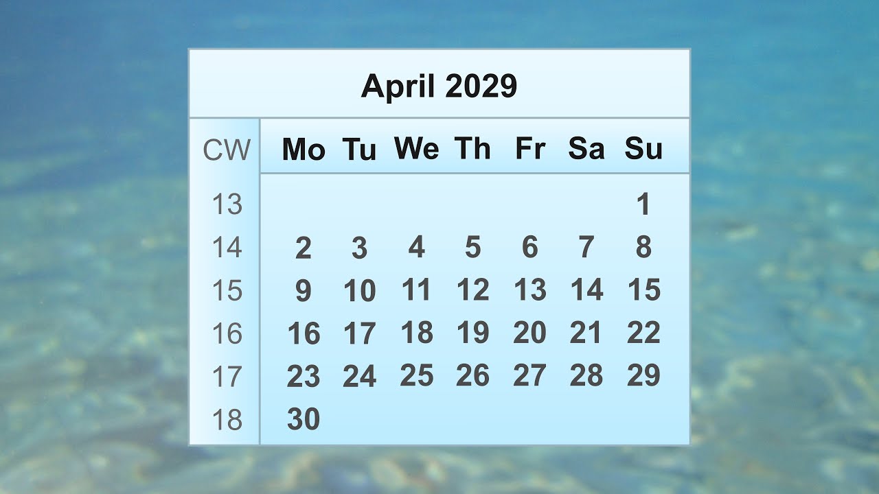 April 2029 Calendar