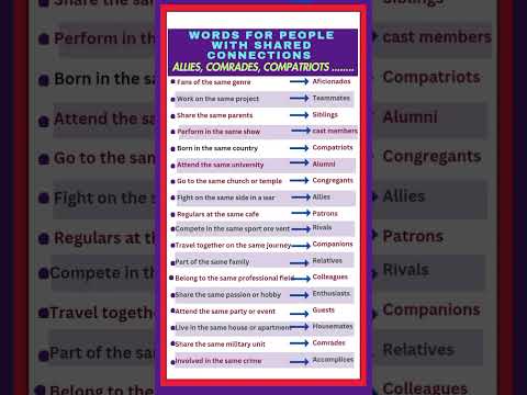 Vocabulary Words for People with Shared Connections/ Allies, Alumni, Comrades and More