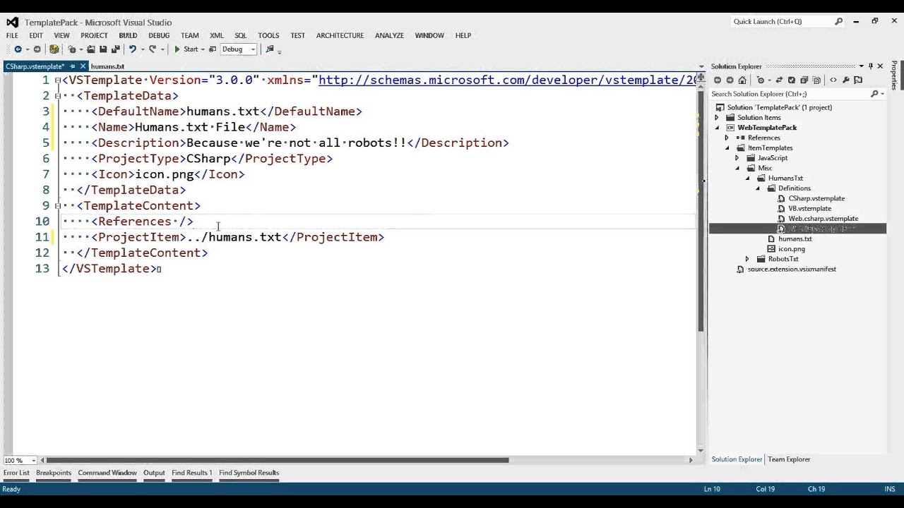 SideWaffle for Visual Studio: Adding your own templates