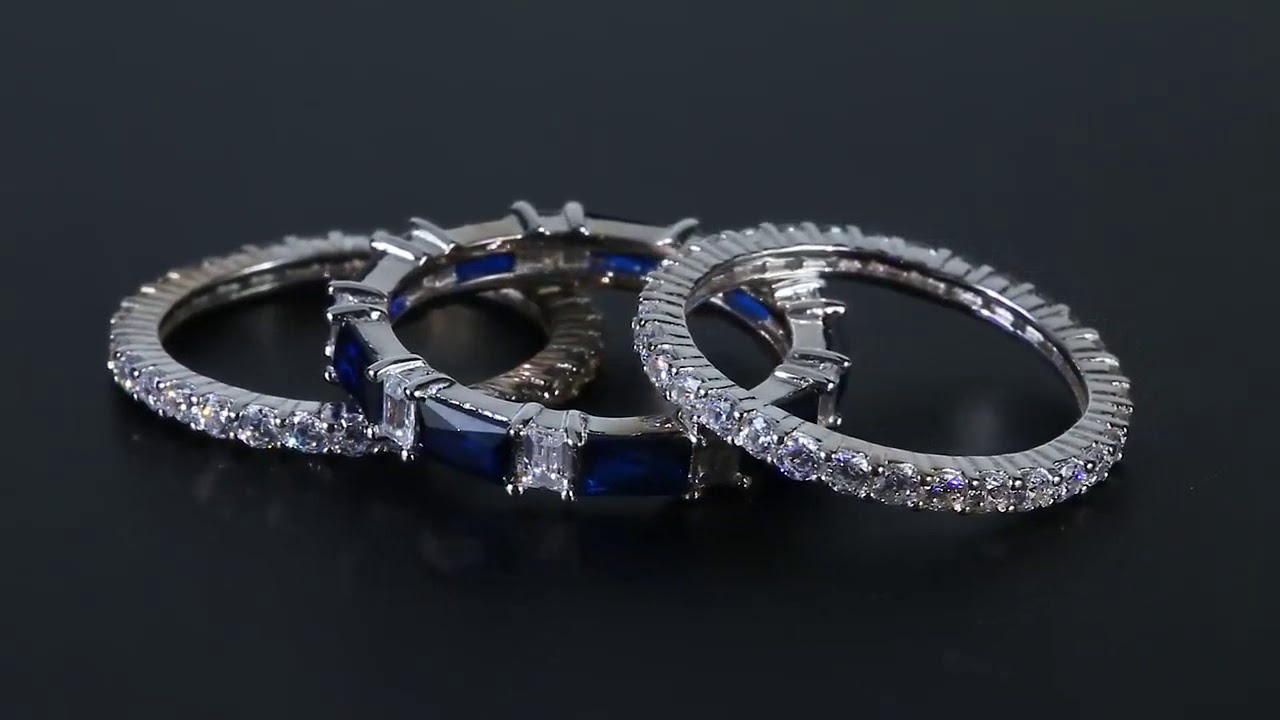 7ct Blue Spinel Stackable  Ring Set