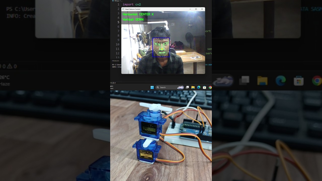 Python opencv project using Arduino and servo motor #arduino #python #opencv #robotics #shorts