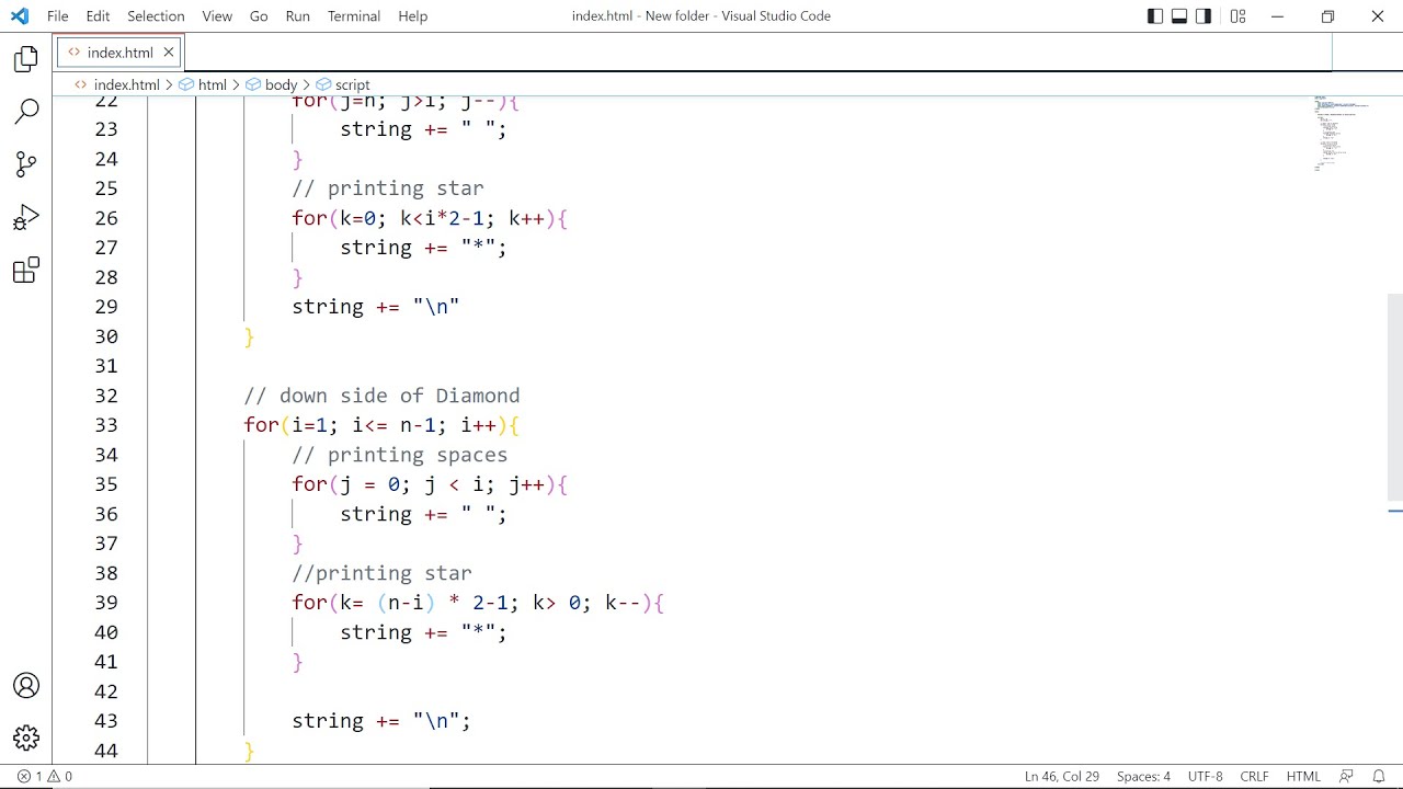 How to Make a Diamond Pattern in Javascript | Javascript Problem Solving | Learn with Sazzad