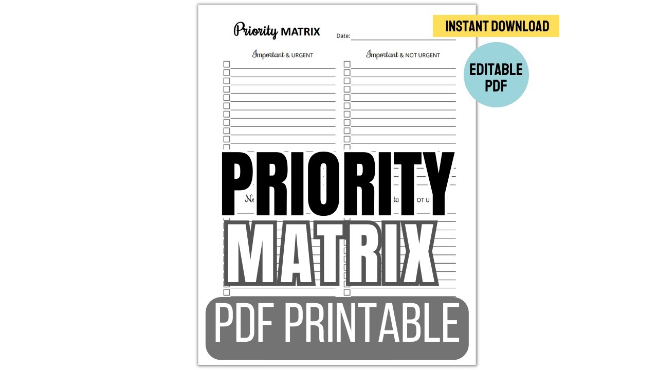 Priority Matrix Printable (PDF)