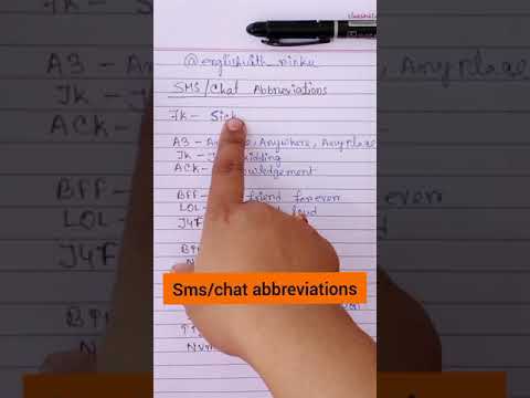 Online Sms/chat abbreviations||Full form of #abbreviations #learnenglish #sms #chat #online #shorts