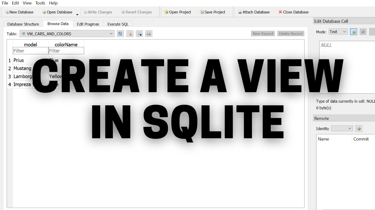 How to Create a View in a SQLite Database with a SQLite GUI Application