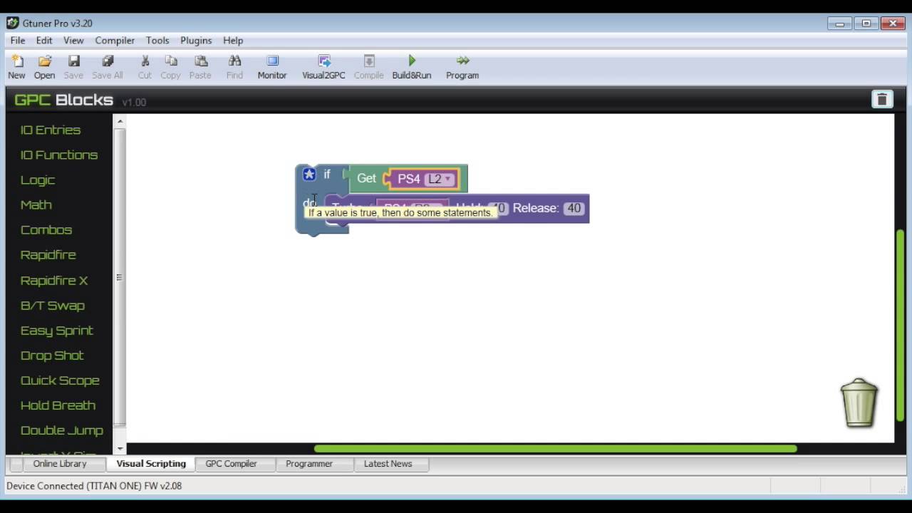 Gtuner PRO 3.20 Visual Scripting GPC Blocks Tour