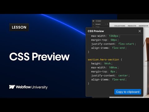 CSS Preview to view and copy the code — Webflow UI tutorial