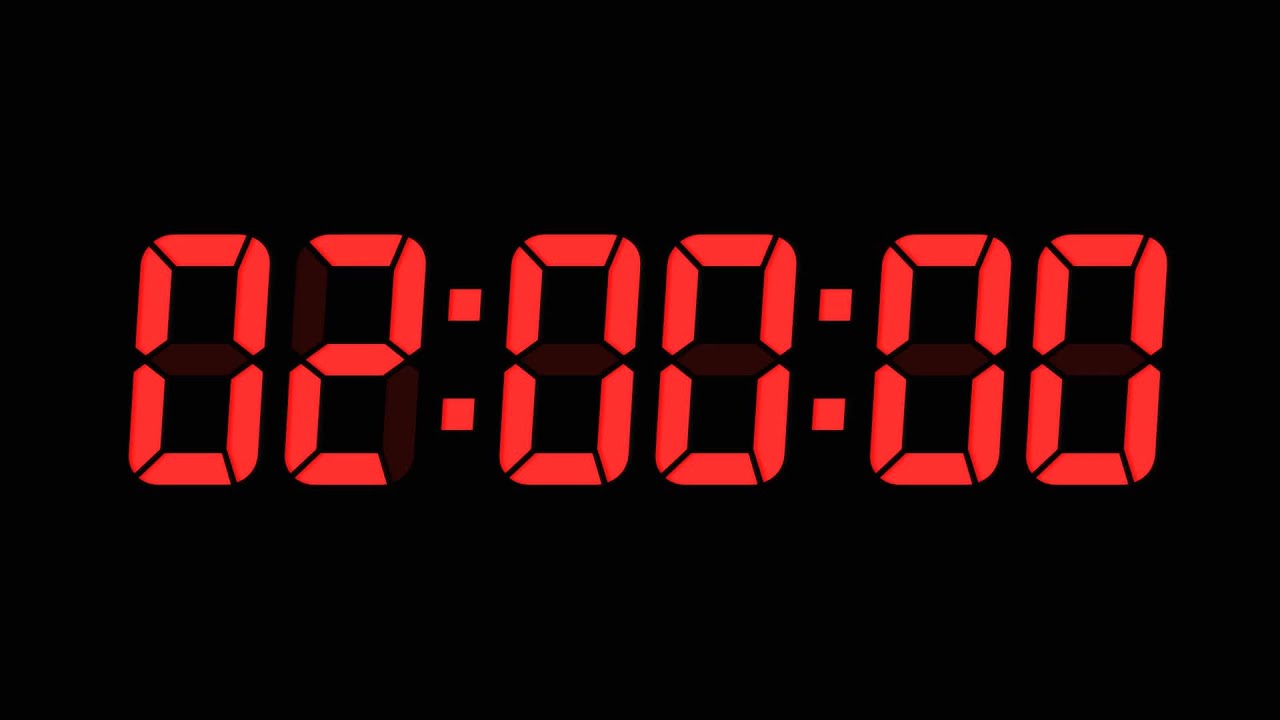2 Hours Digital Countdown Timer | Black Background | Red Text | No Sounds