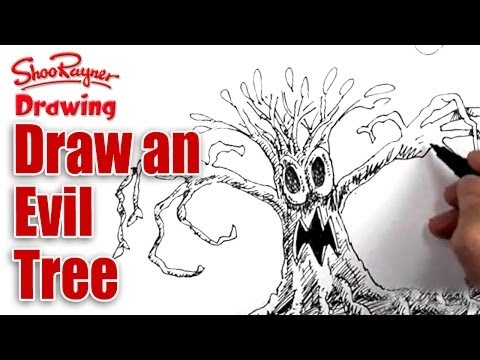 How to draw an evil scary tree for Halloween – Shoo Rayner