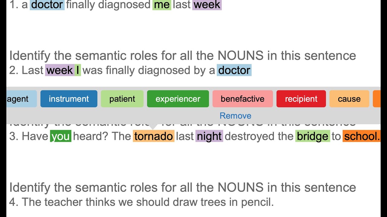 Semantics 3 - Semantic roles exercise
