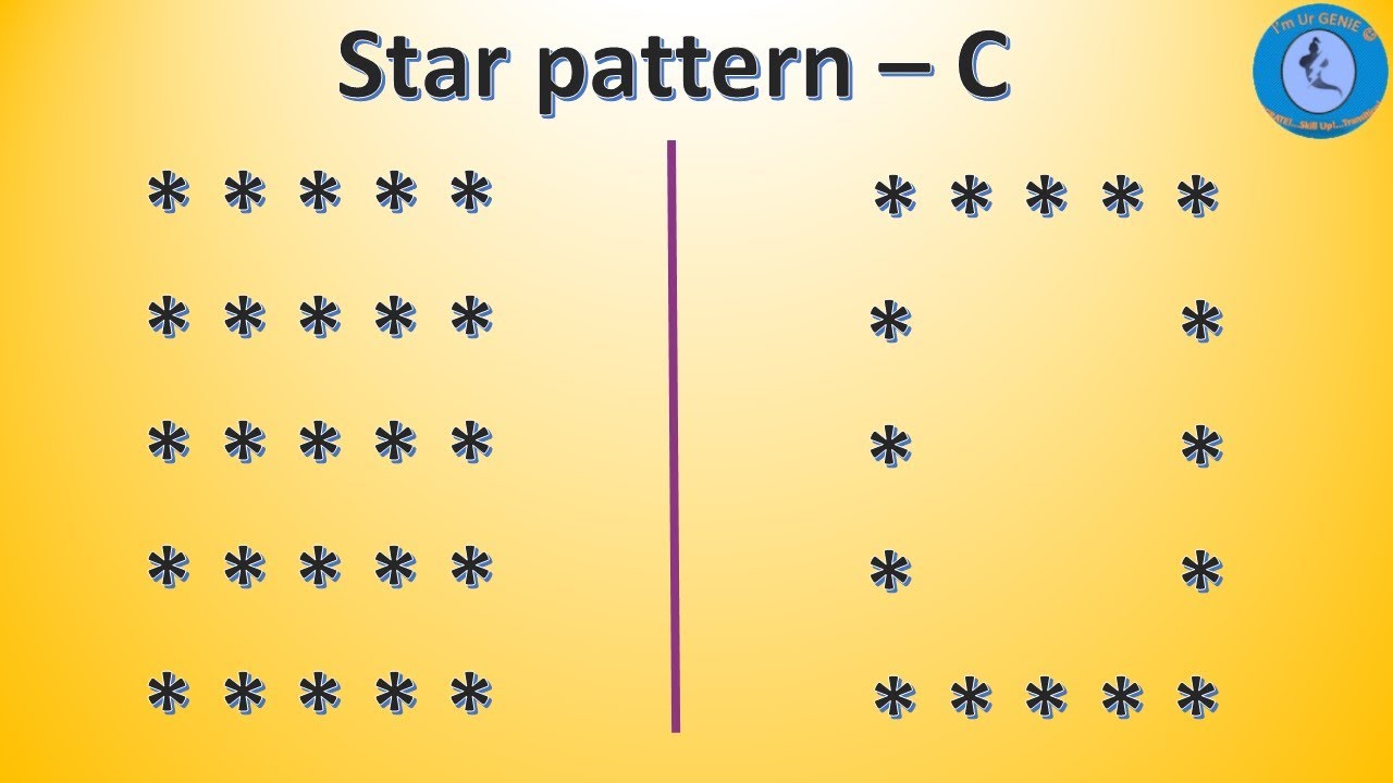 Print Square and hollow Star pattern in C