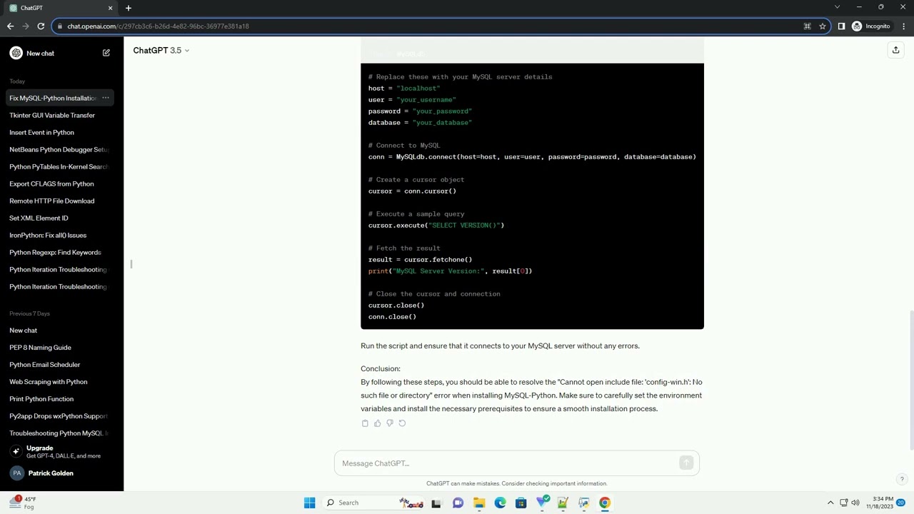 Cannot open include file config win h No such file or directory while installing mysql python