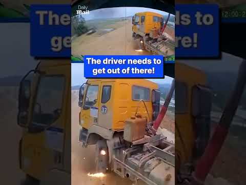 Truck takes out high voltage power line triggering sparks