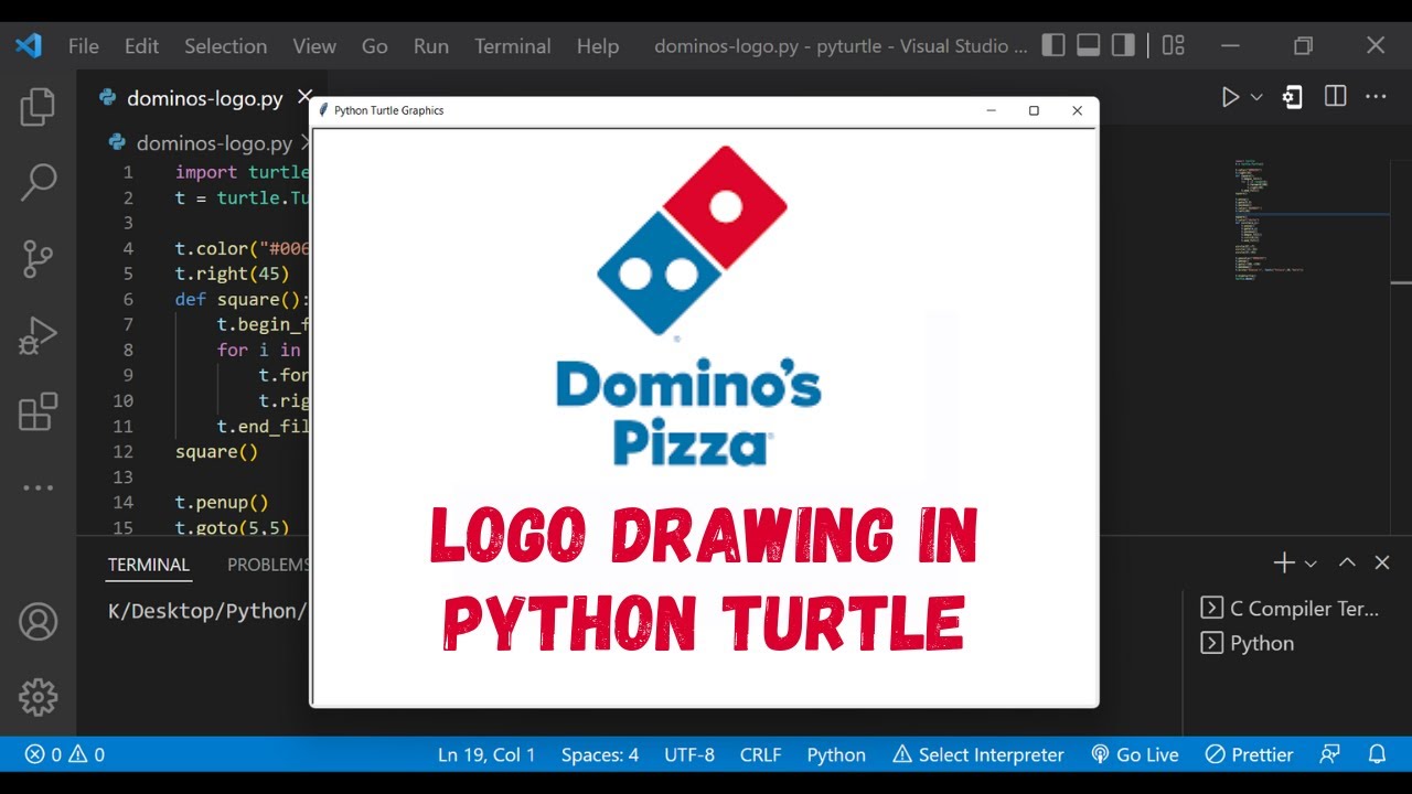 DOMINO'S Pizza Logo Using Python Turtle | Python Turtle Graphics | @dominos